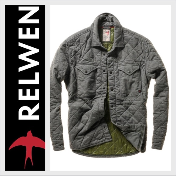 Relwen | Jackets & Coats | Nwot Relwen Tick Weave Quilted Shirt Jacket ...